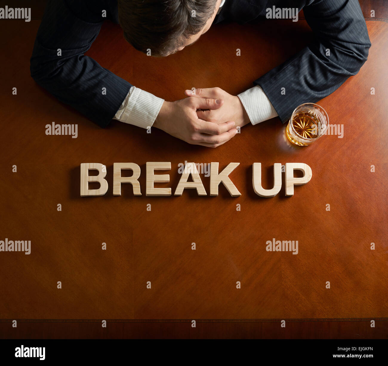 Words Break Up and devastated man composition Stock Photo - Alamy