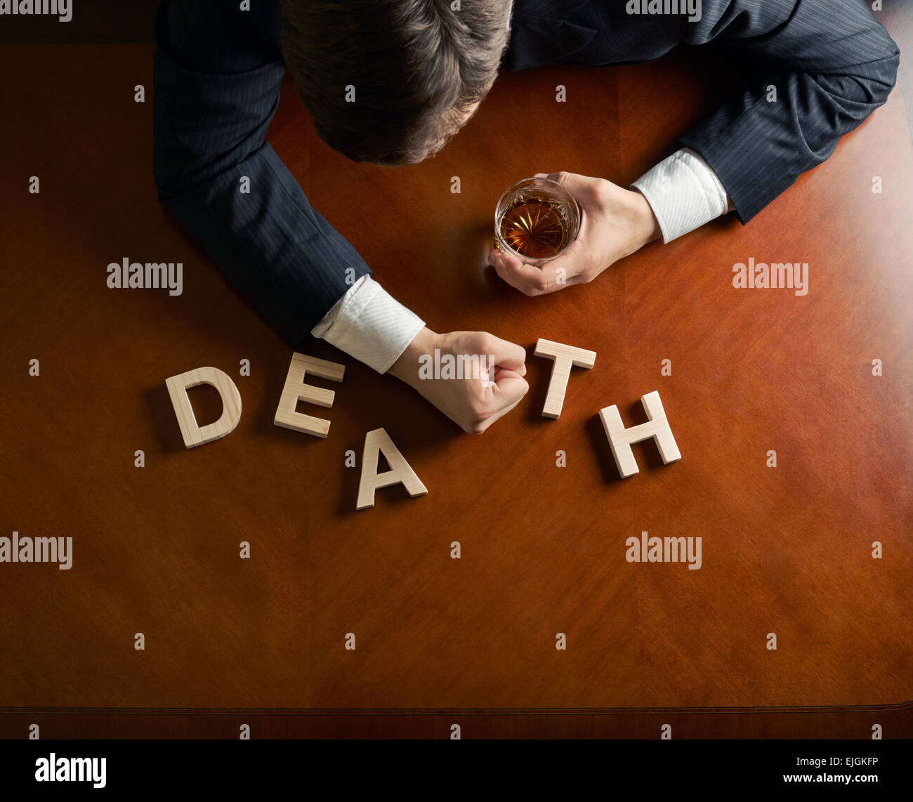 Word Death and devastated man composition Stock Photo - Alamy