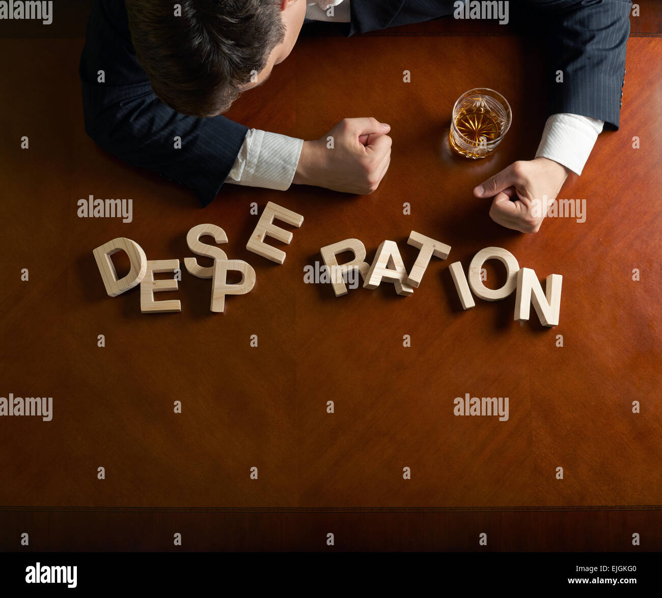 Word Desperation and devastated man composition Stock Photo - Alamy