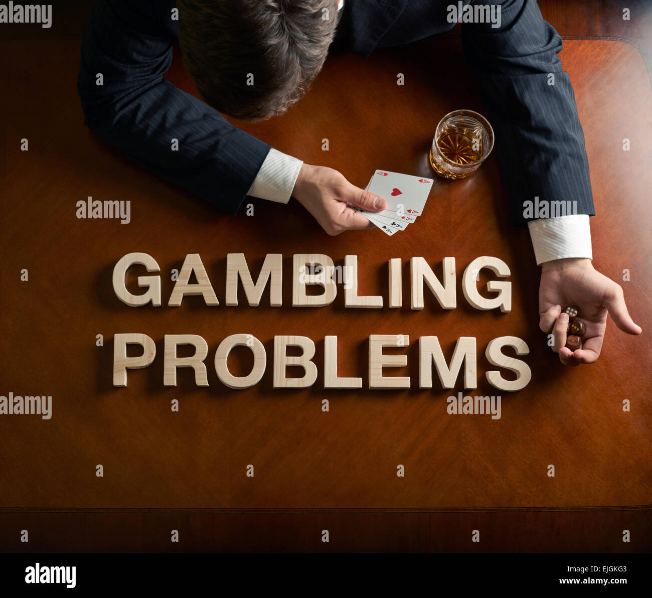 Phrase Gambling Problems and devastated man composition Stock Photo - Alamy