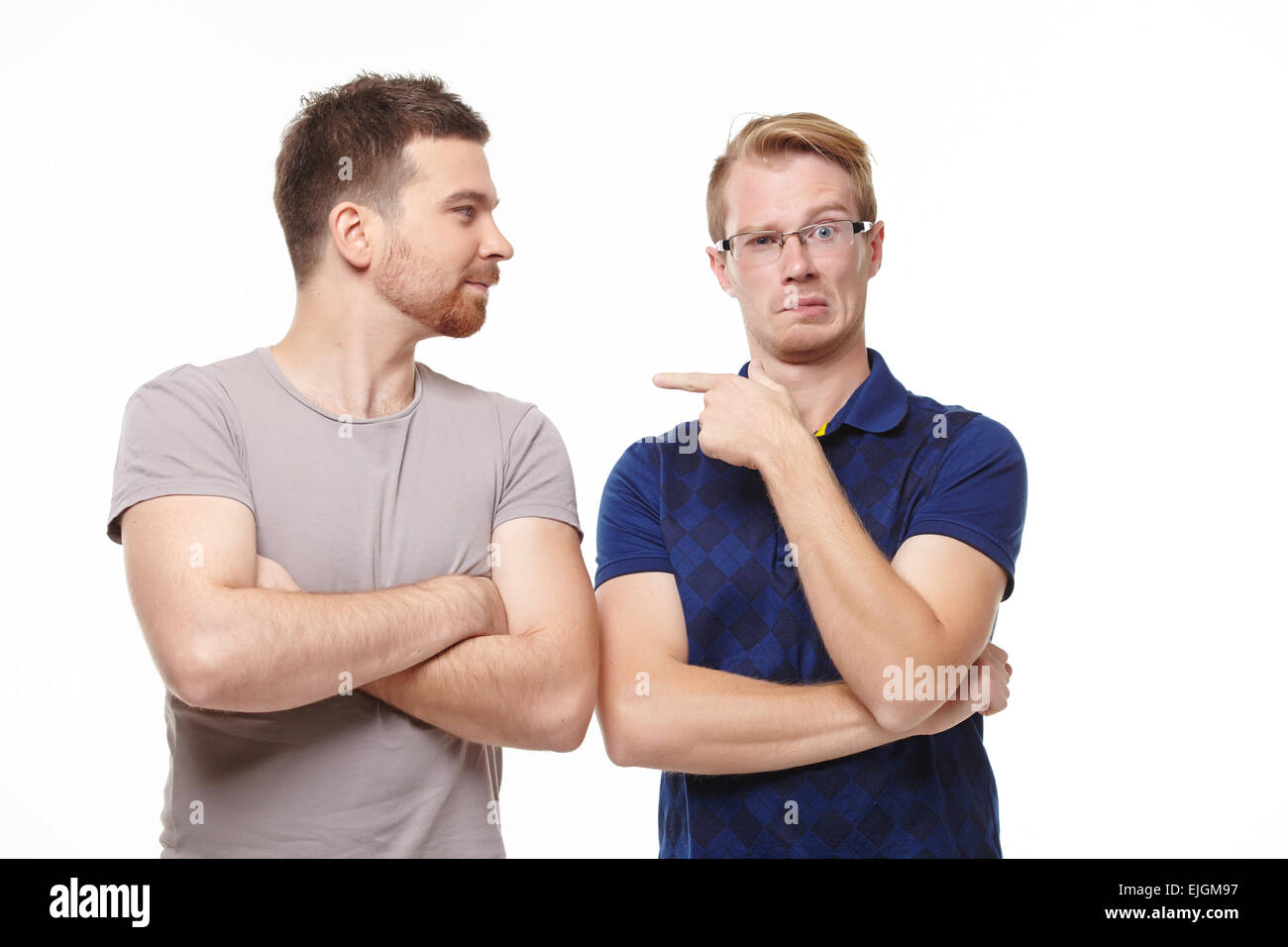 Two young men having fun talking Stock Photo - Alamy