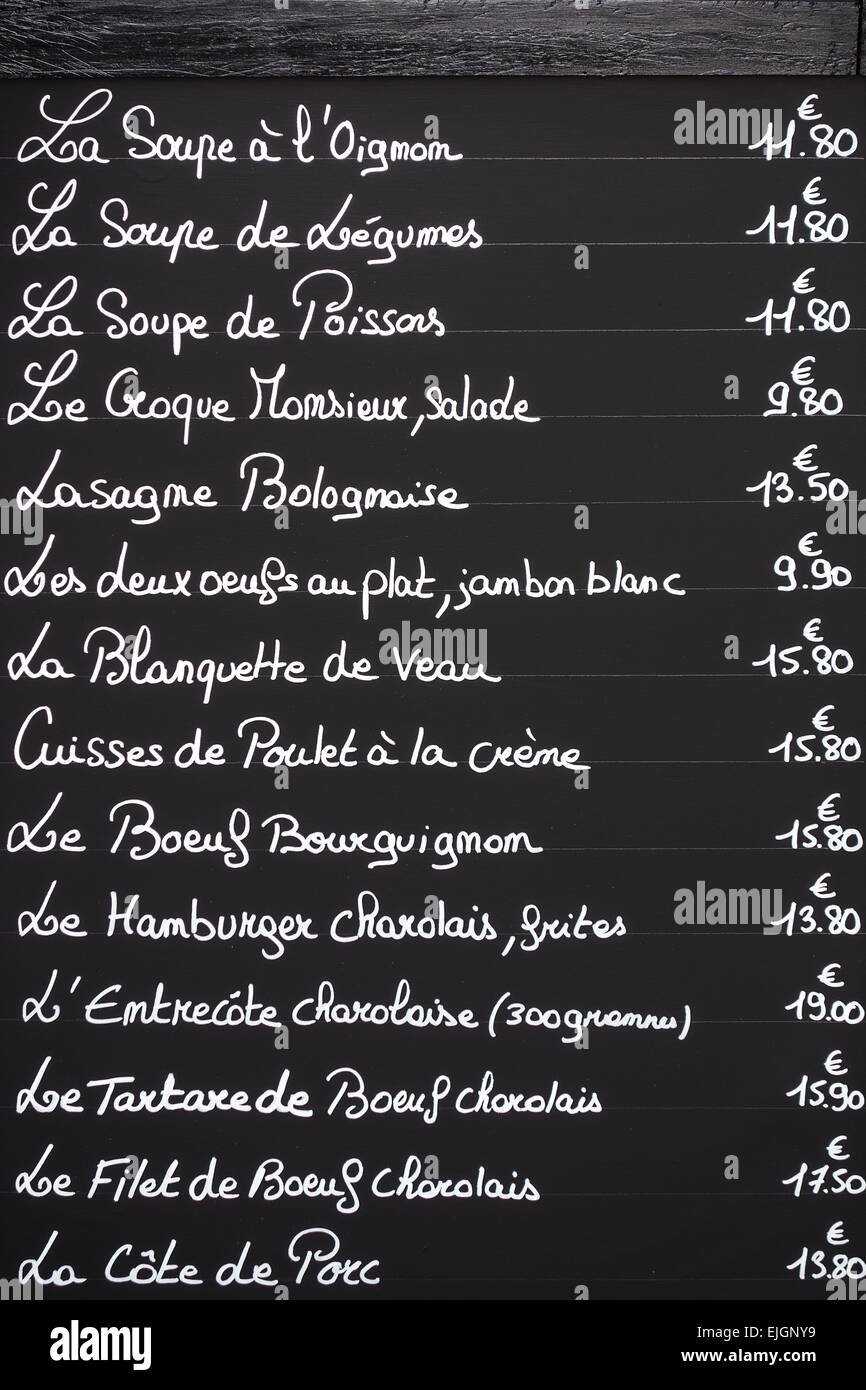 French menu hi-res stock photography and images - Alamy