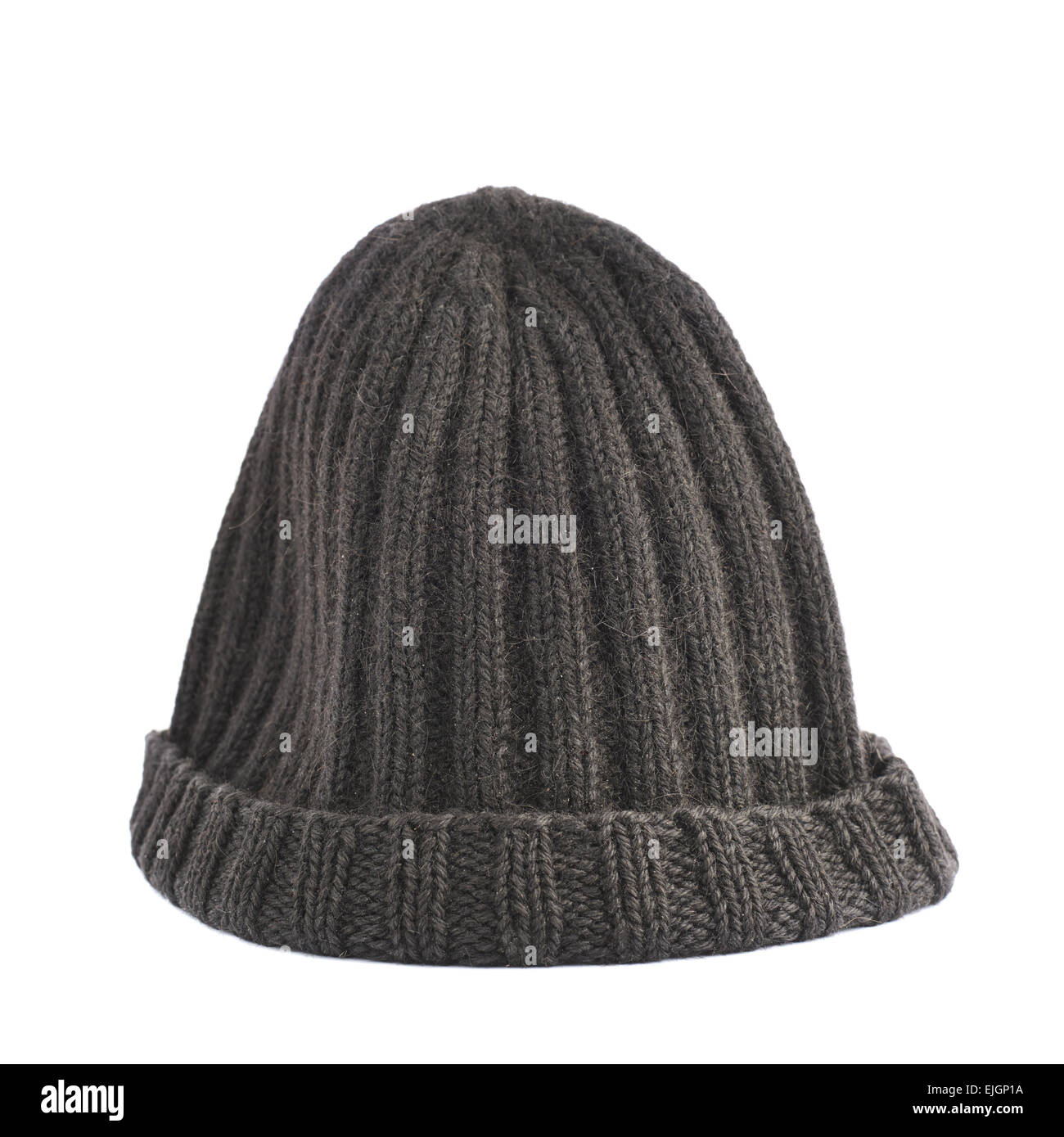 Black knitted head cap isolated Stock Photo - Alamy