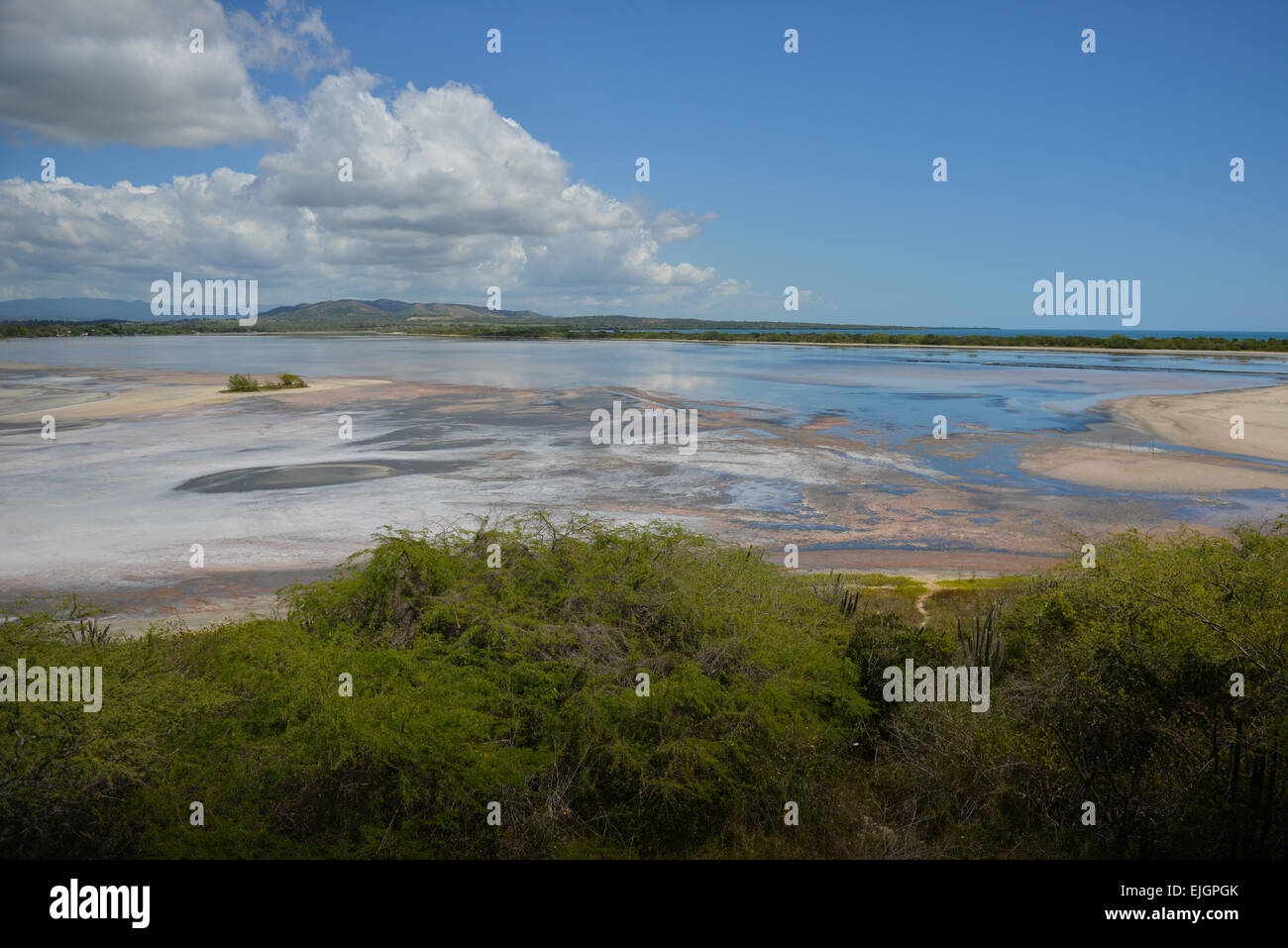 Salt flats view from the observation tower at Cabo Rojo. Puerto Rico ...