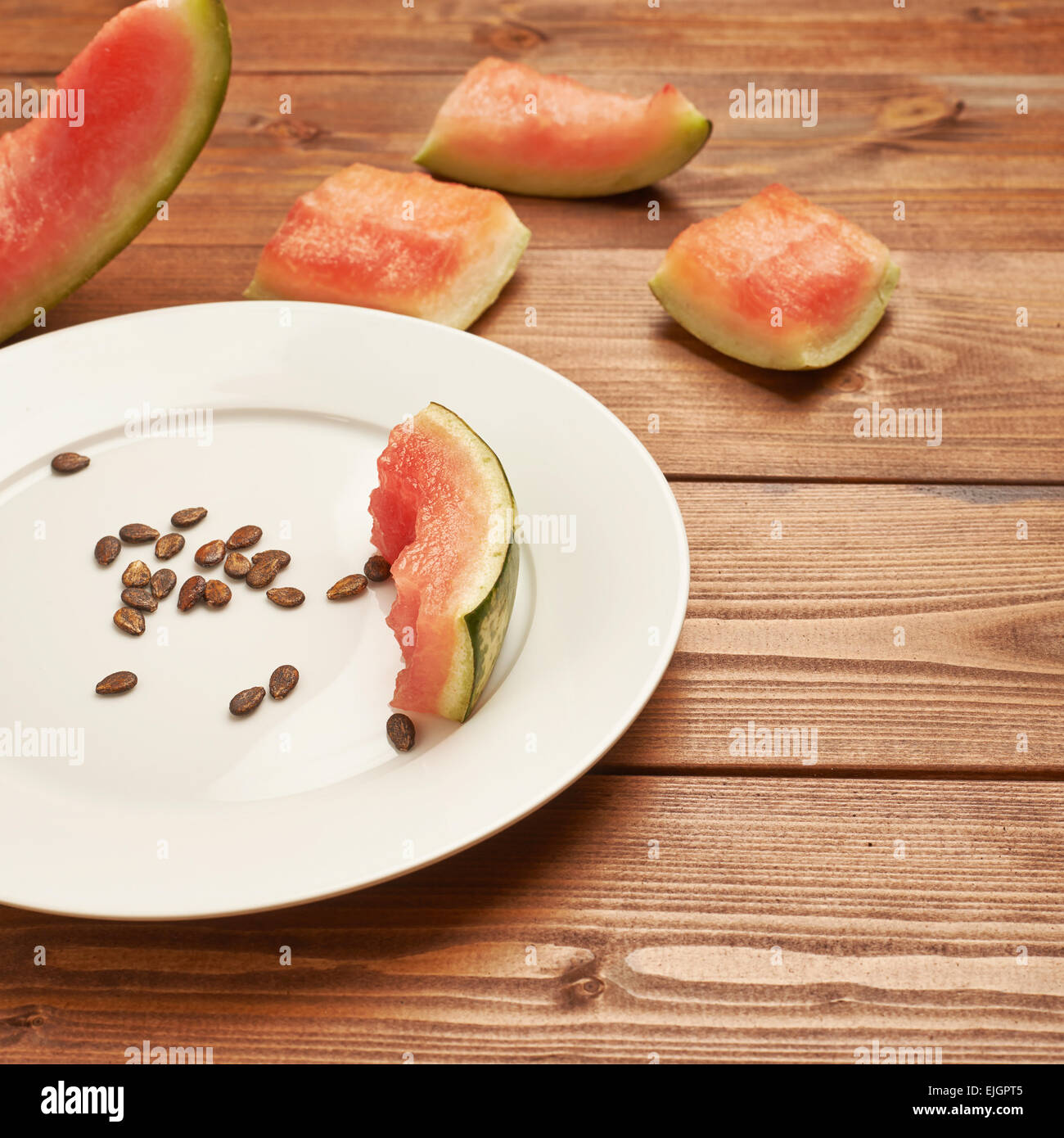 Slices of eaten watermelon composition Stock Photo - Alamy