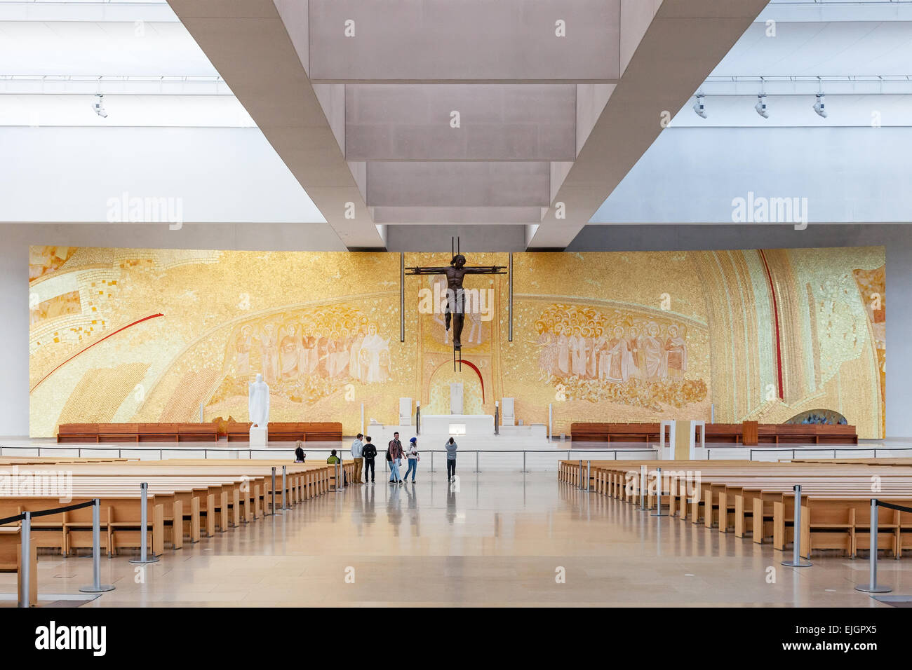 Sanctuary of Fatima, Portugal. Interior of the modern Minor Basilica of ...