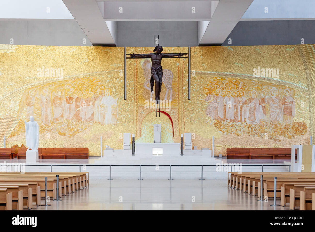 Sanctuary of Fatima, Portugal. Basilica of Most Holy Trinity altar ...
