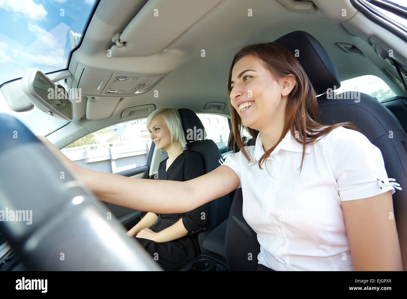 two girls in the car Stock Photo - Alamy