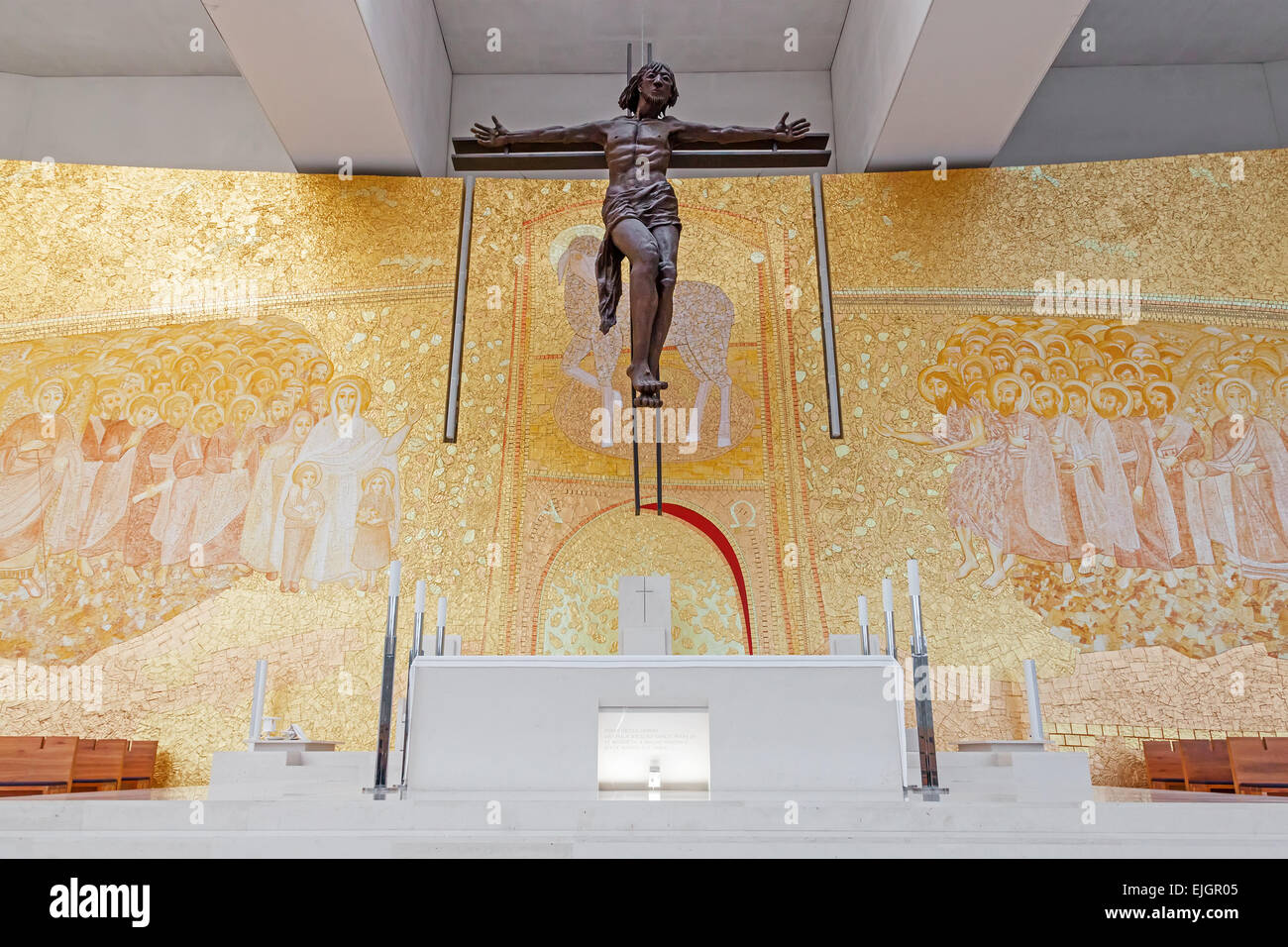 Sanctuary of Fatima, Portugal. Basilica of Most Holy Trinity altar ...