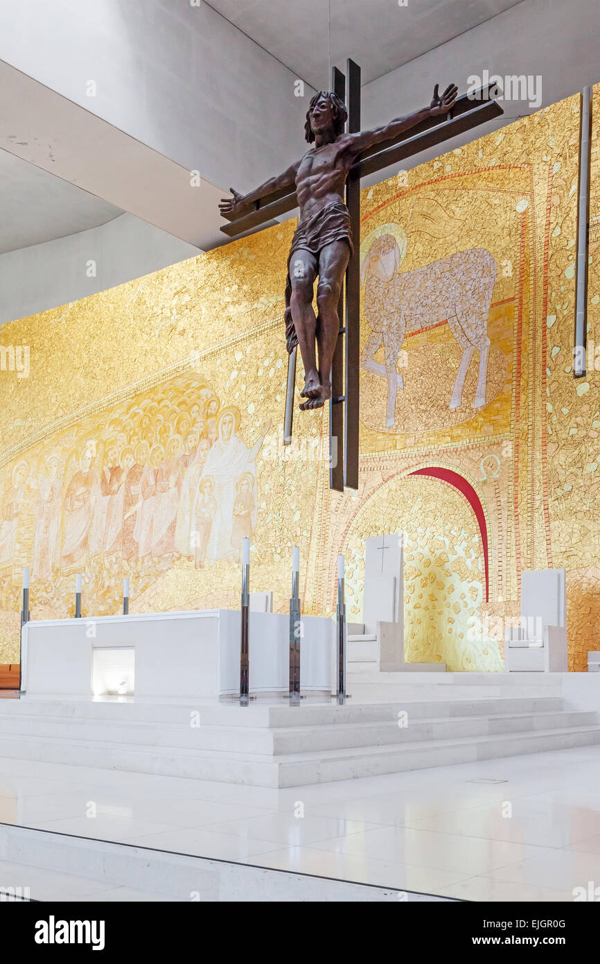 Sanctuary of Fatima, Portugal. Basilica of Most Holy Trinity altar ...
