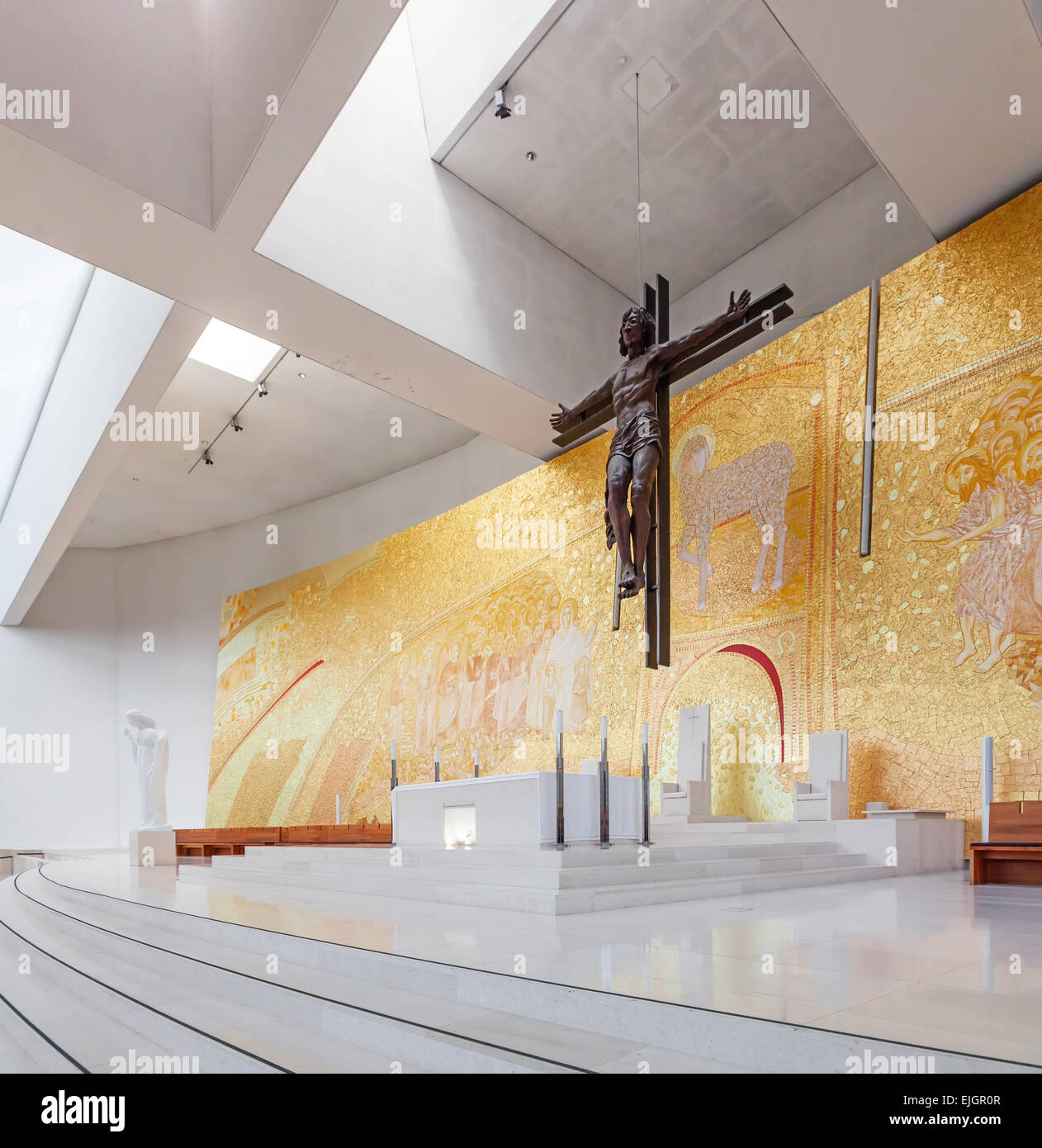 Sanctuary of Fatima, Portugal. Basilica of Most Holy Trinity altar ...