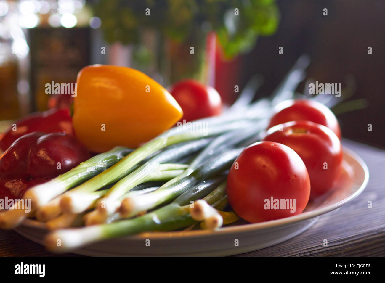 vegetables on a plate Stock Photo - Alamy