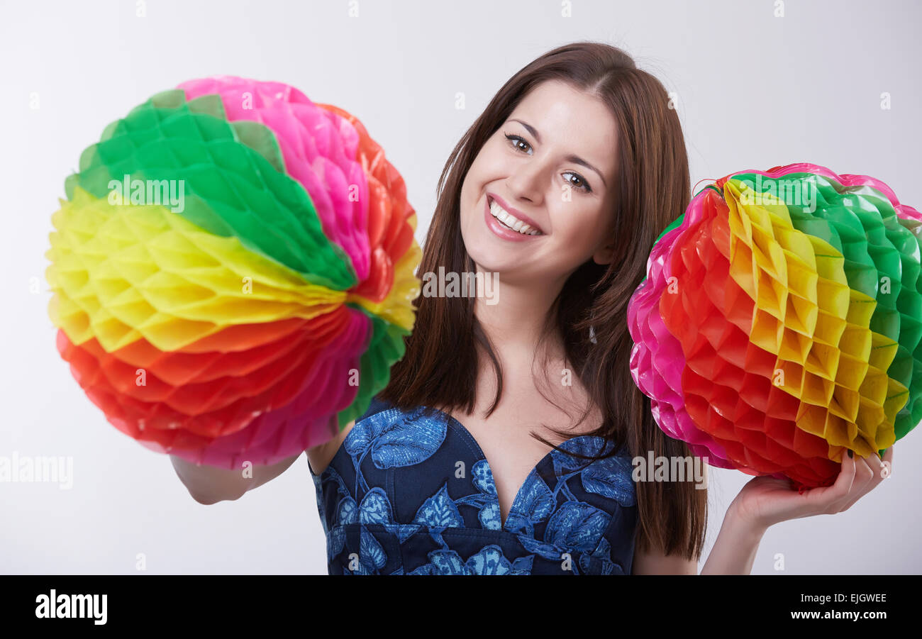 girl with colorful balls origami Stock Photo - Alamy