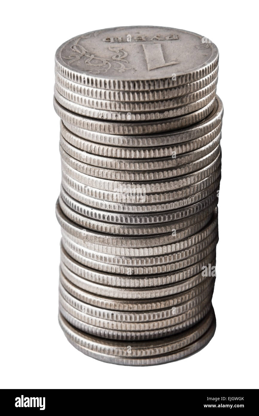 stack of old coins on white background Stock Photo - Alamy