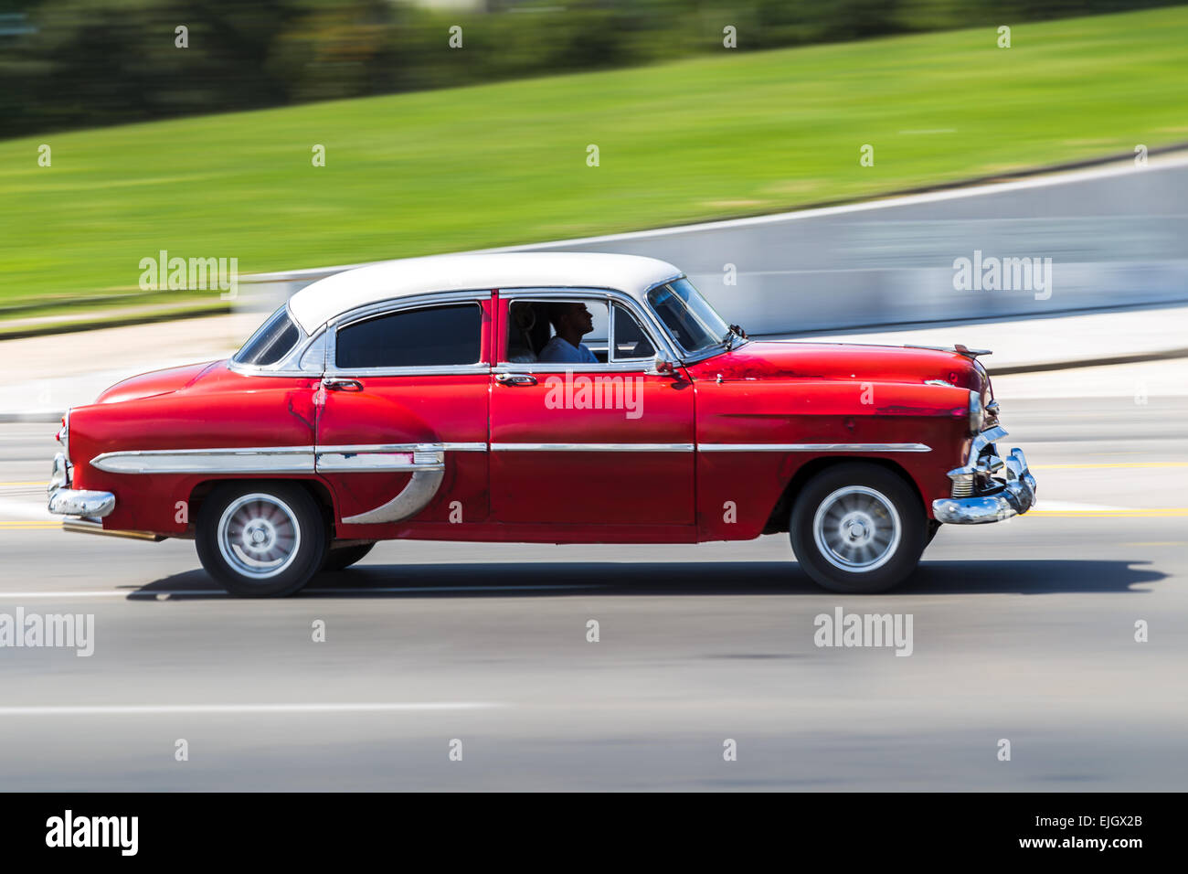 Classical red car in Havana Stock Photo - Alamy