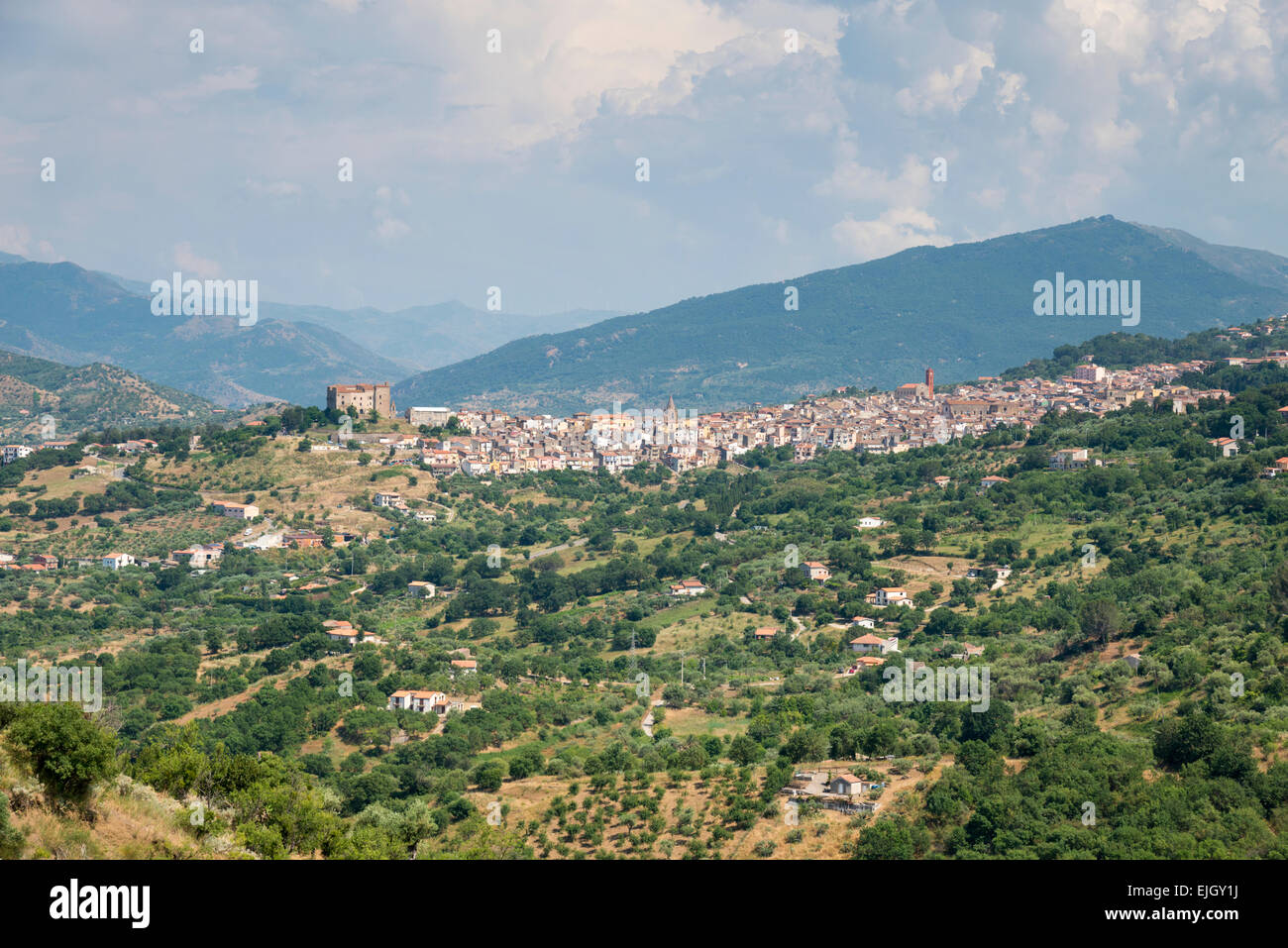 A view of the hilltop village or town of Gratteri in the Northern ...