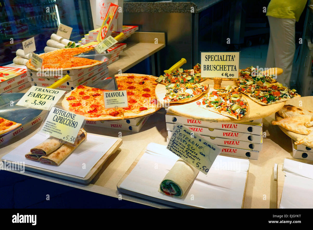 Pizza Bruschetta Display Window Venice Italy IT Europe EU Adriatic Sea ...