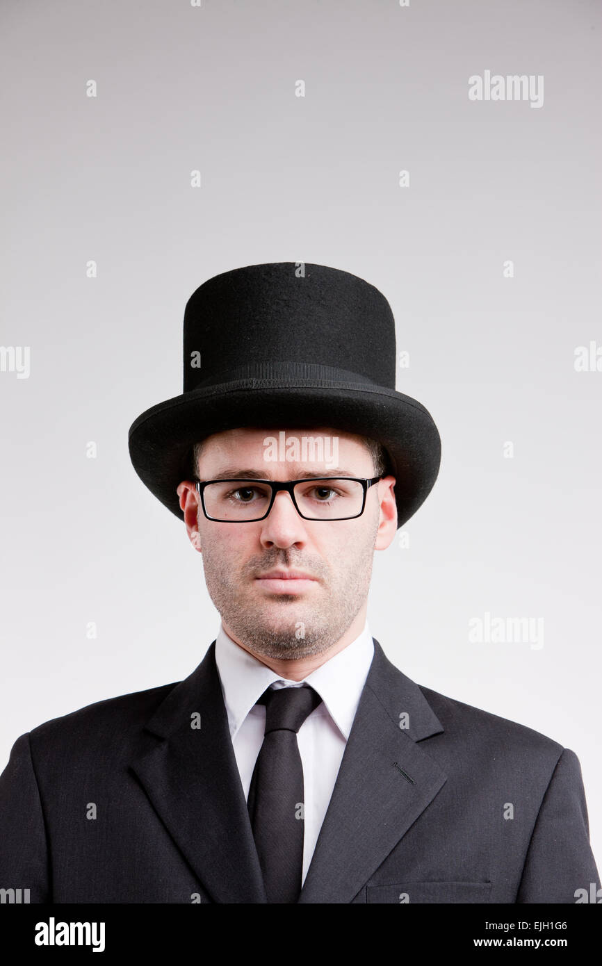 portrait of a lord with a top hat seriously staring at camera Stock ...