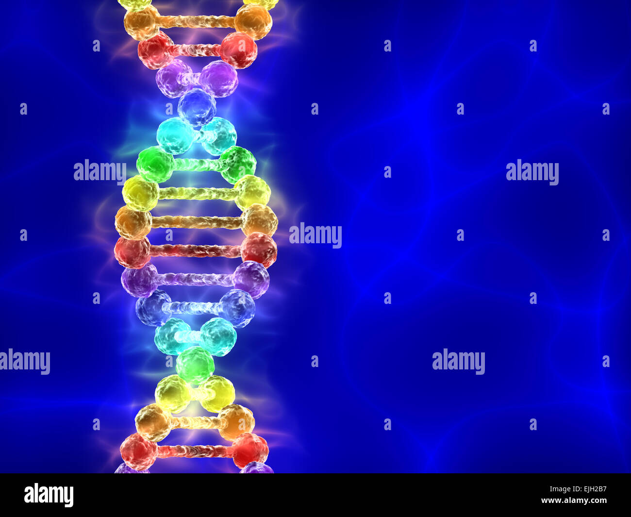 Rainbow DNA (deoxyribonucleic acid) with blue background Stock Photo ...
