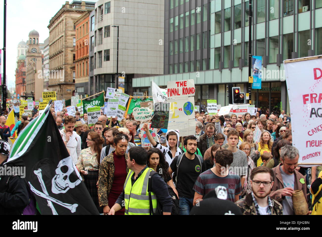 Protesters march to the Labour Party Confernce being held at Manchester ...