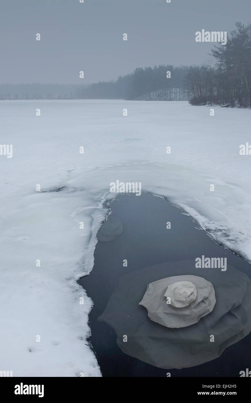 Winter Ice with Open Water Stock Photo - Alamy