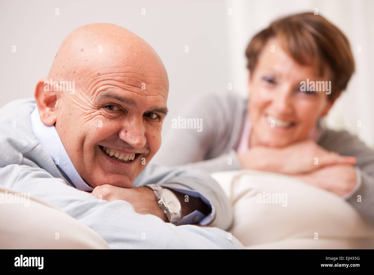 old woman and old men happy together because they love each other in a ...