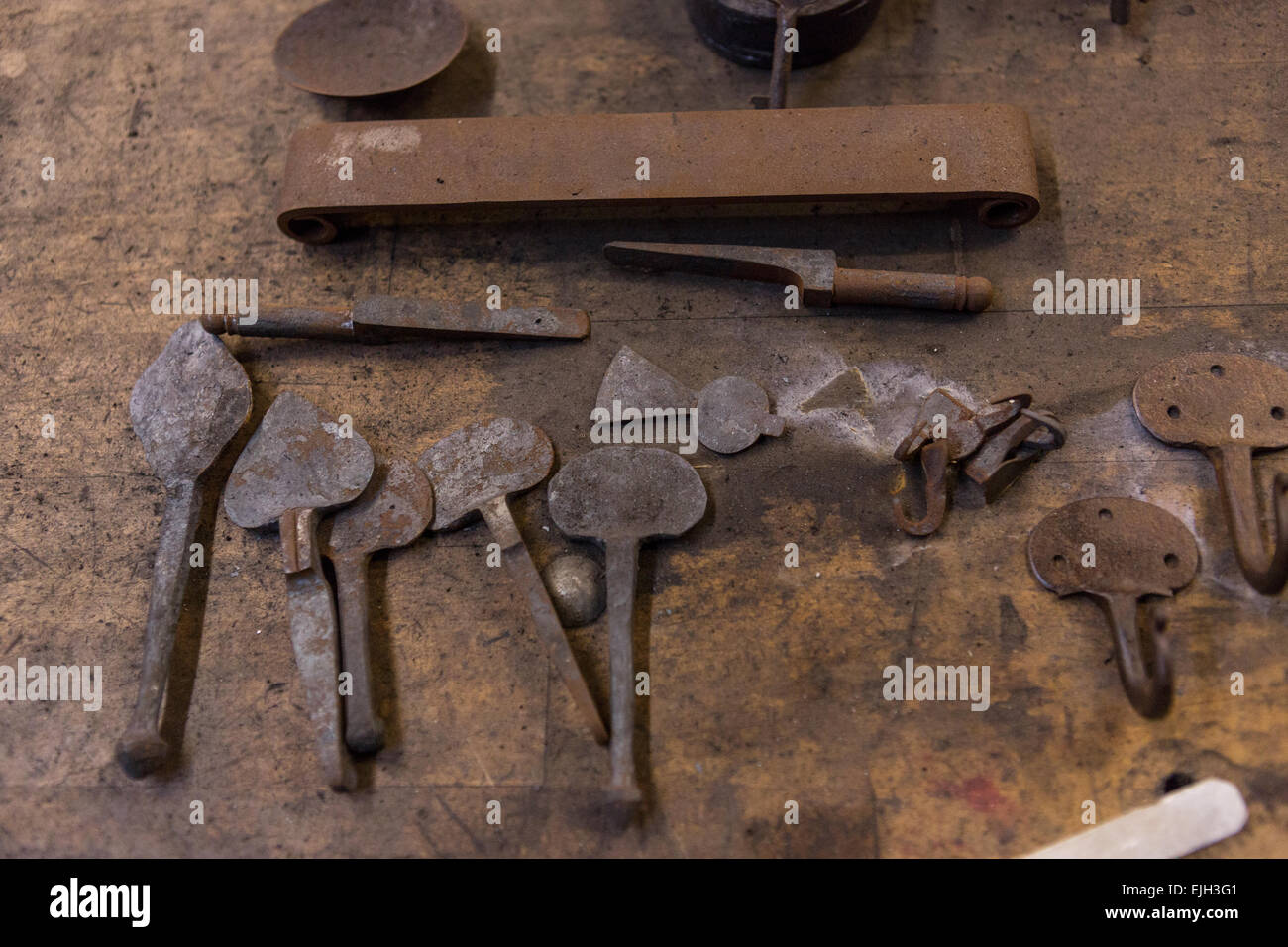 Blacksmith metal working tools at a iron working shop in Charleston, SC ...