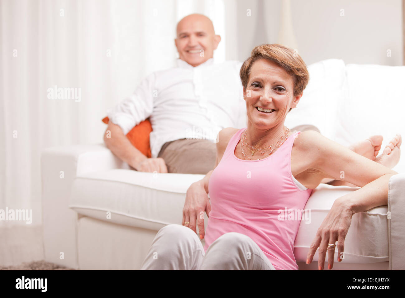 old woman and old men happy together because they love each other in a ...