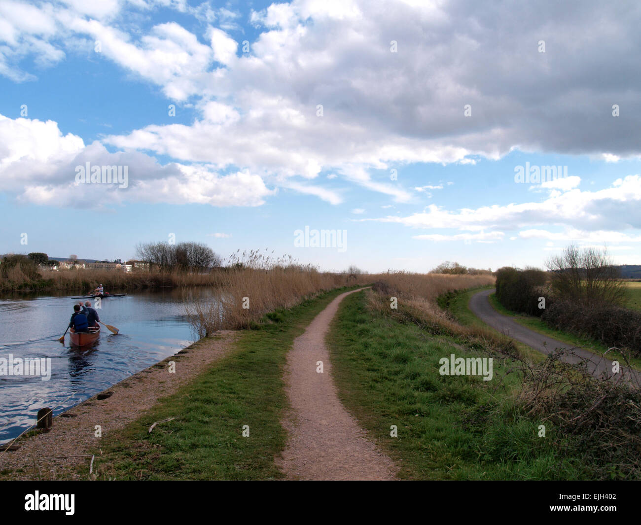 Exeter Canal, tow path and cycle path, Devon, UK Stock Photo - Alamy
