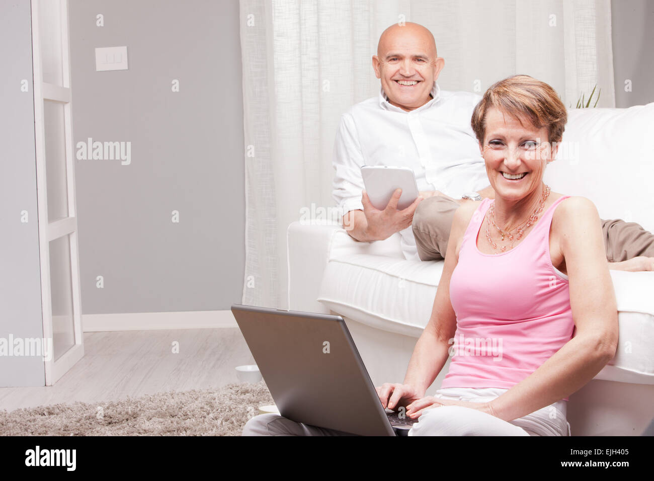 old woman and old men happy together because they love each other in a ...