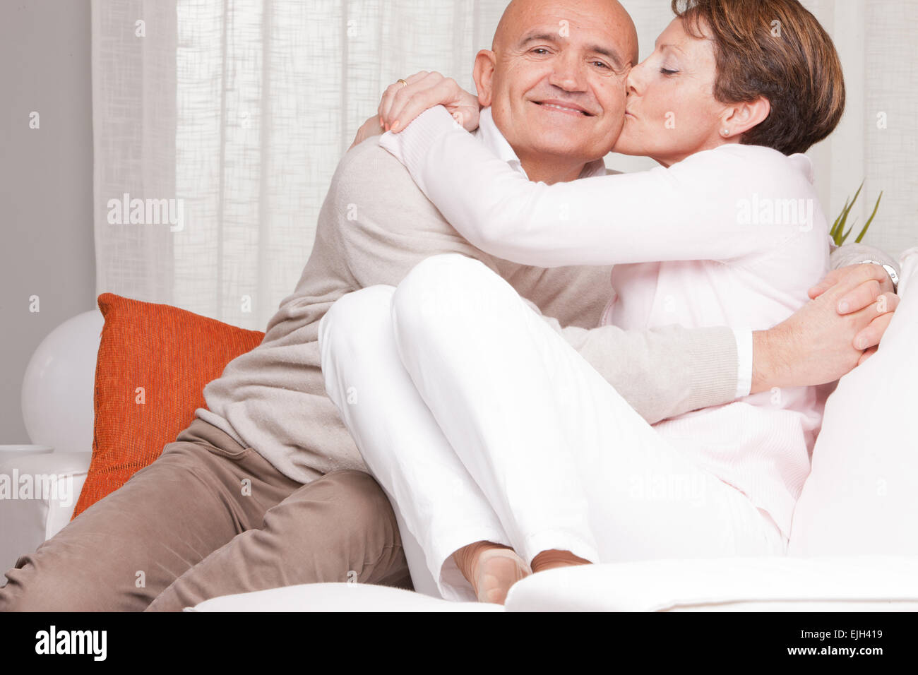 old woman and old men happy together because they love each other in a ...