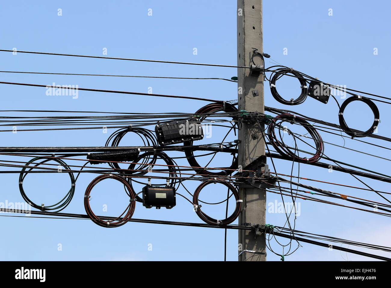 Telephone cable on the pole Stock Photo - Alamy