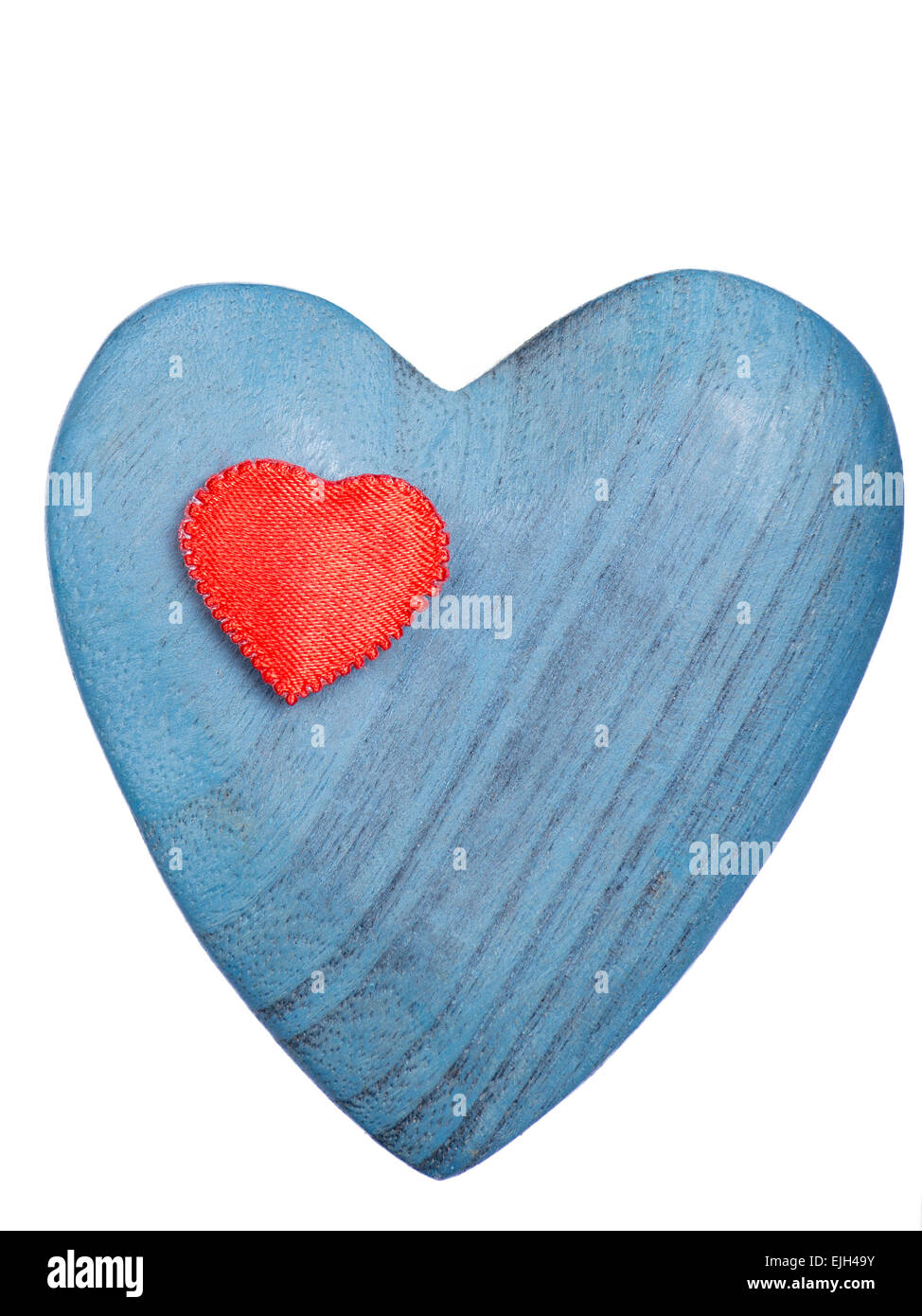 Blue wooden handmade heart on a white background Stock Photo - Alamy