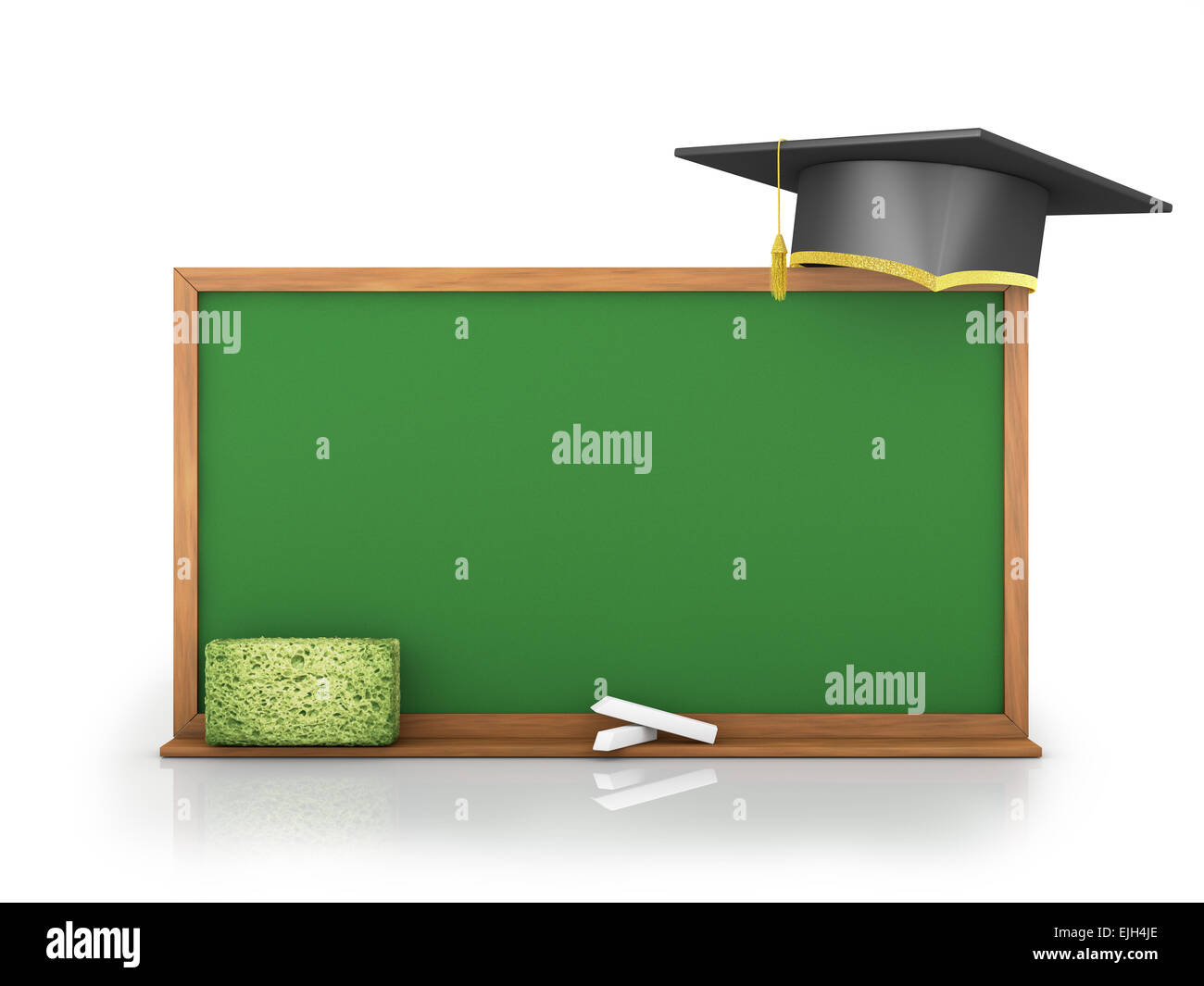 chalk board and graduate cap on a white background Stock Photo - Alamy