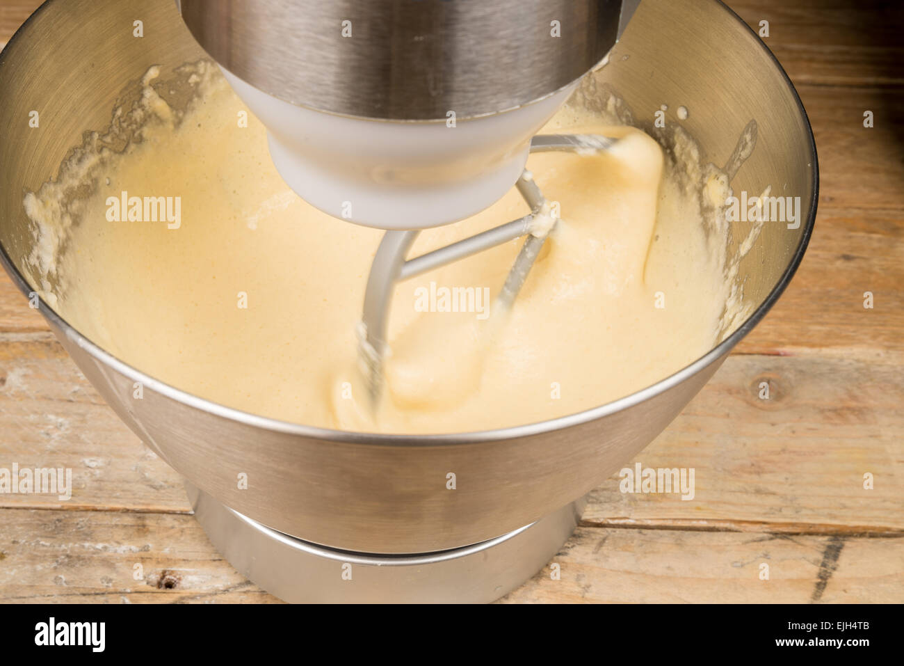 Food processor with beater tool preparing dough for a cake Stock Photo ...