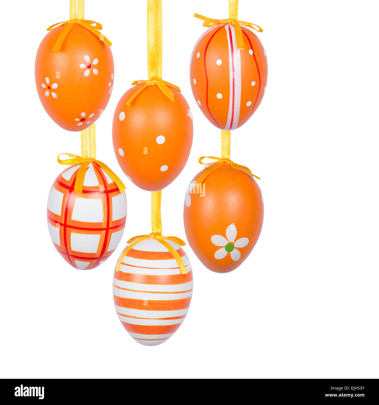 Group of hanging Easter eggs on a white background Stock Photo - Alamy