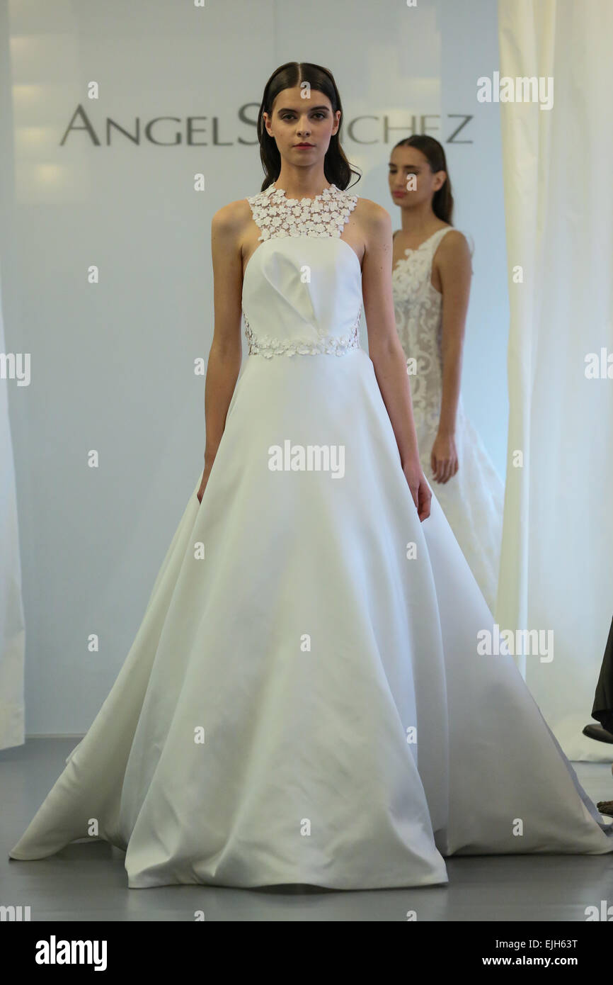 Models walk the runway at Angel Sanchez runway Show during Fall 2015 ...