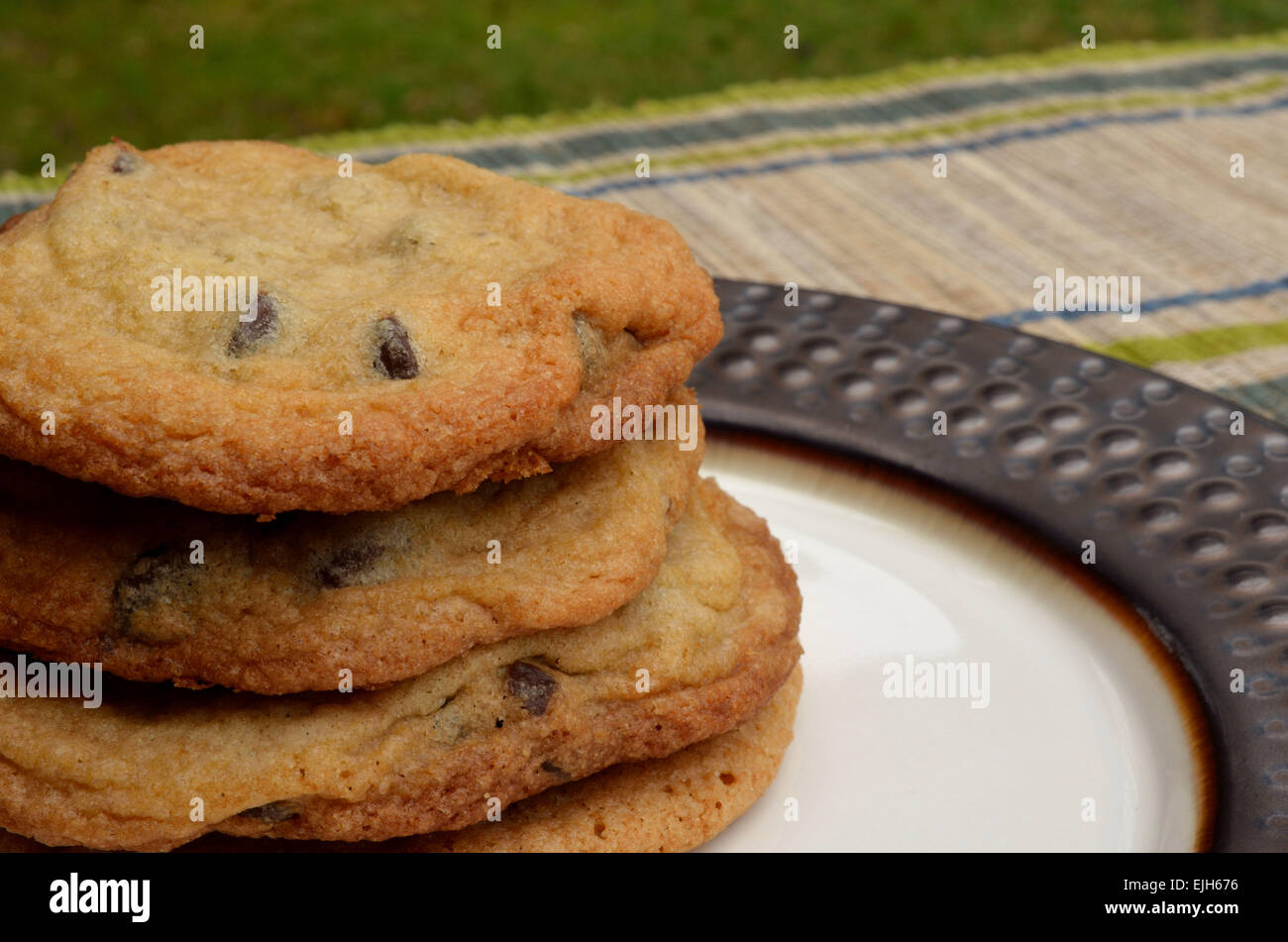 Stack of homemade warm fresh chocolate chip cookies Stock Photo - Alamy
