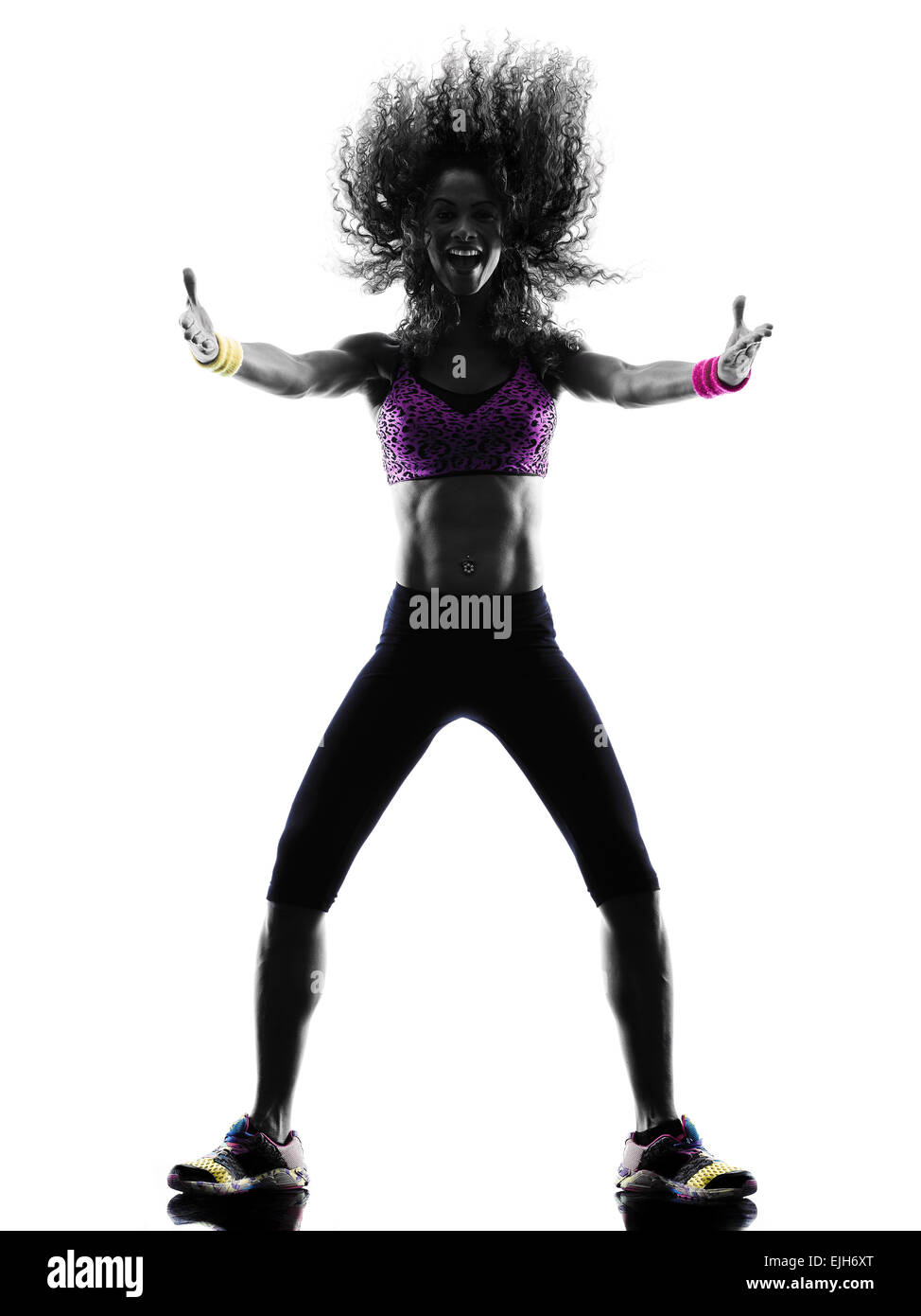 one african woman woman zumba dancer dancing exercises in studio ...