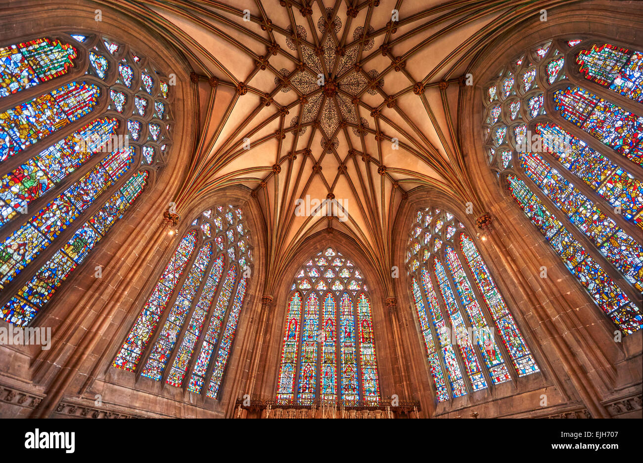 Interior of the the medieval Wells Cathedral built in the Early English ...