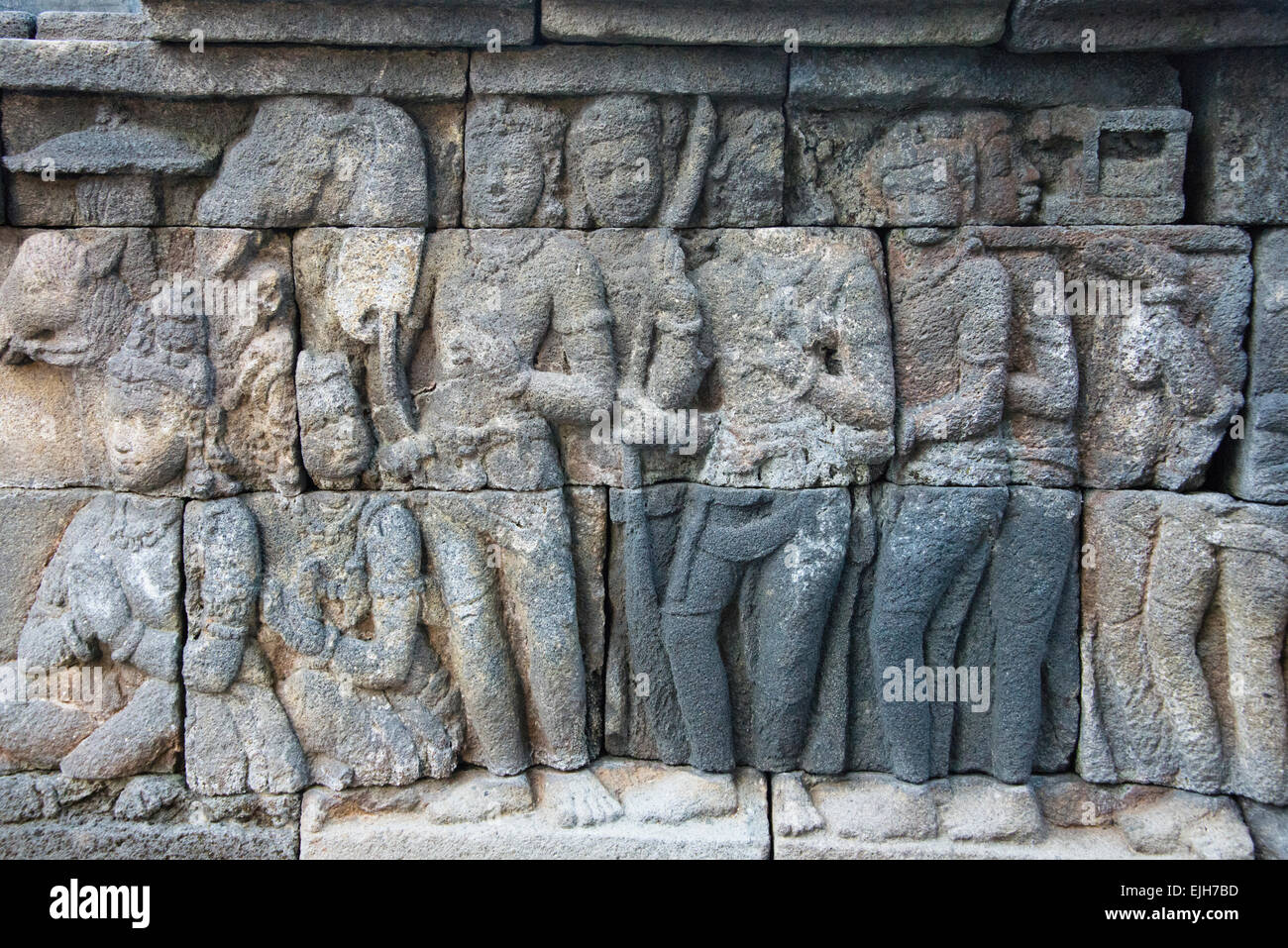 Closeup of stone carving, Borobudur, UNESCO World Heritage site ...