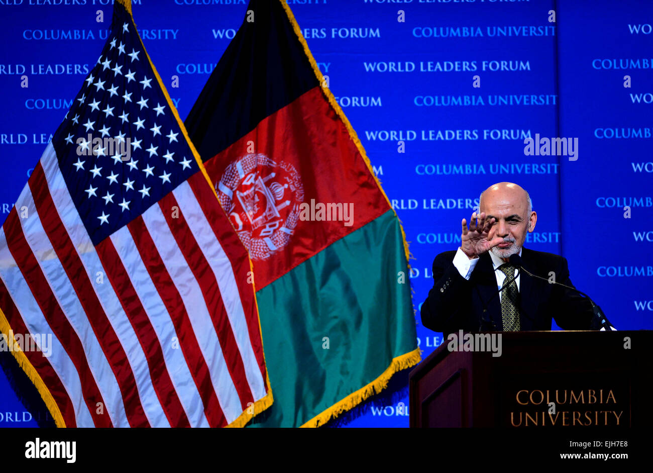 New York, USA. 26th Mar, 2015. Afghan President Ashraf Ghani speaks ...
