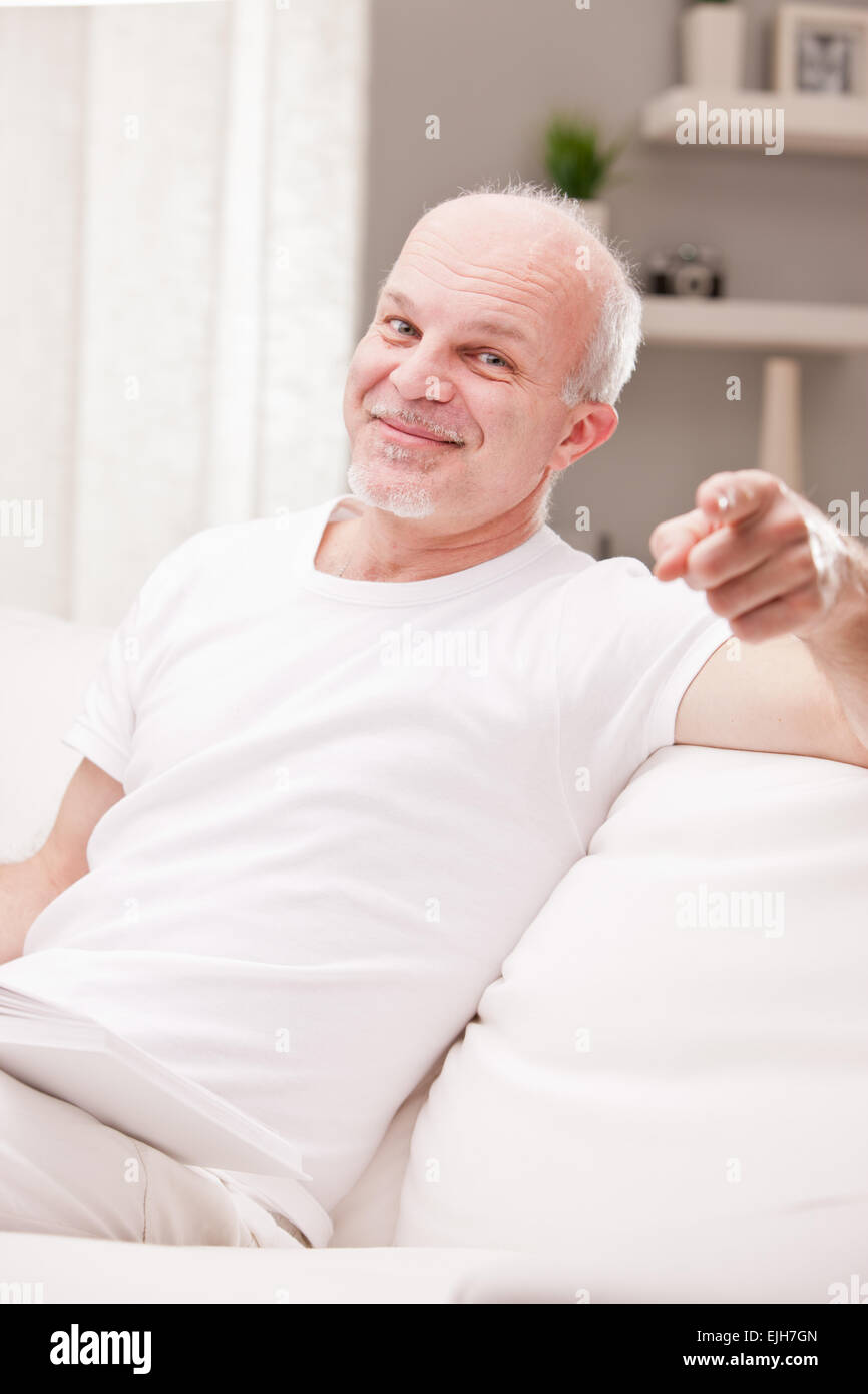 man pointing out in your direction meaning you are right Stock Photo ...