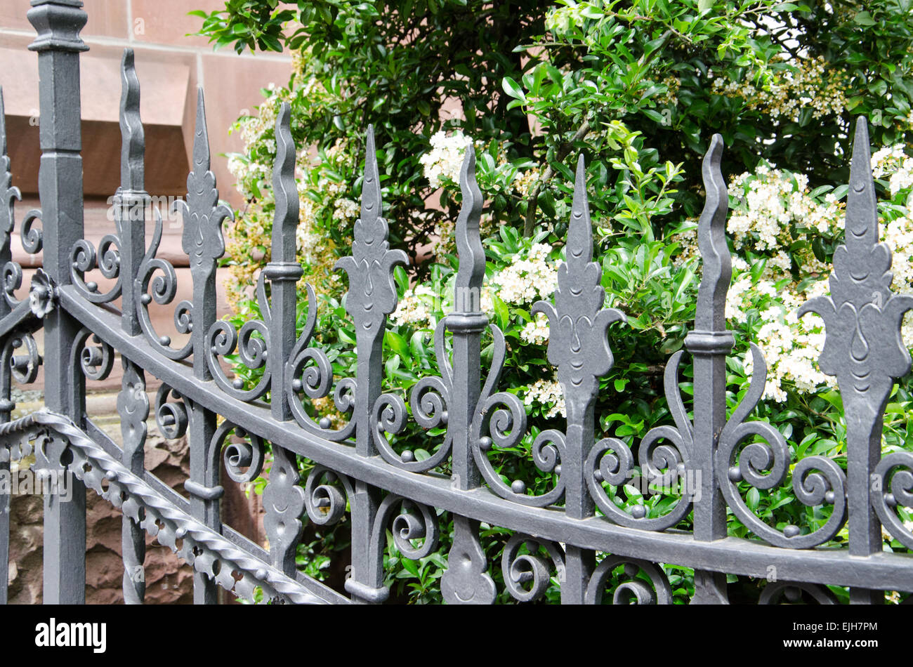 A metal fence made of wrought iron in Hannover, Germany, Europe Stock ...