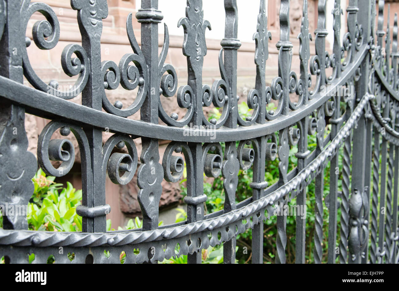 A metal fence made of wrought iron in Hannover, Germany, Europe Stock ...