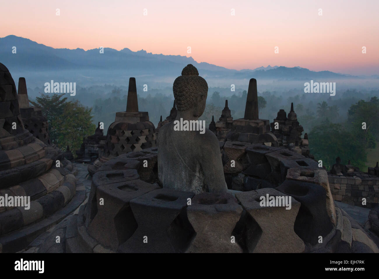 Borobudur at dawn, UNESCO World Heritage site, Magelang,Central Java ...