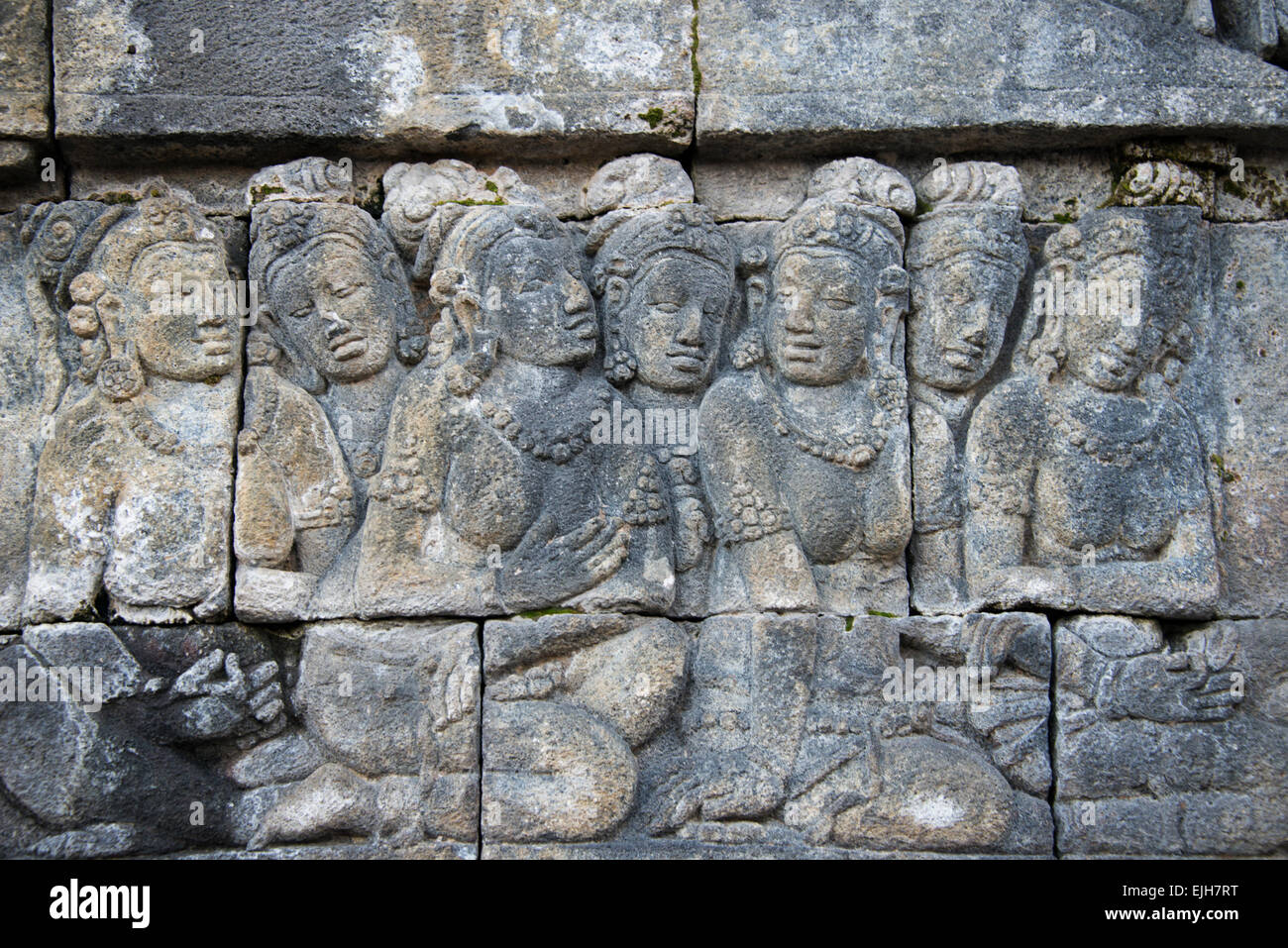 Stone carving at Borobudur, UNESCO World Heritage site, Magelang ...
