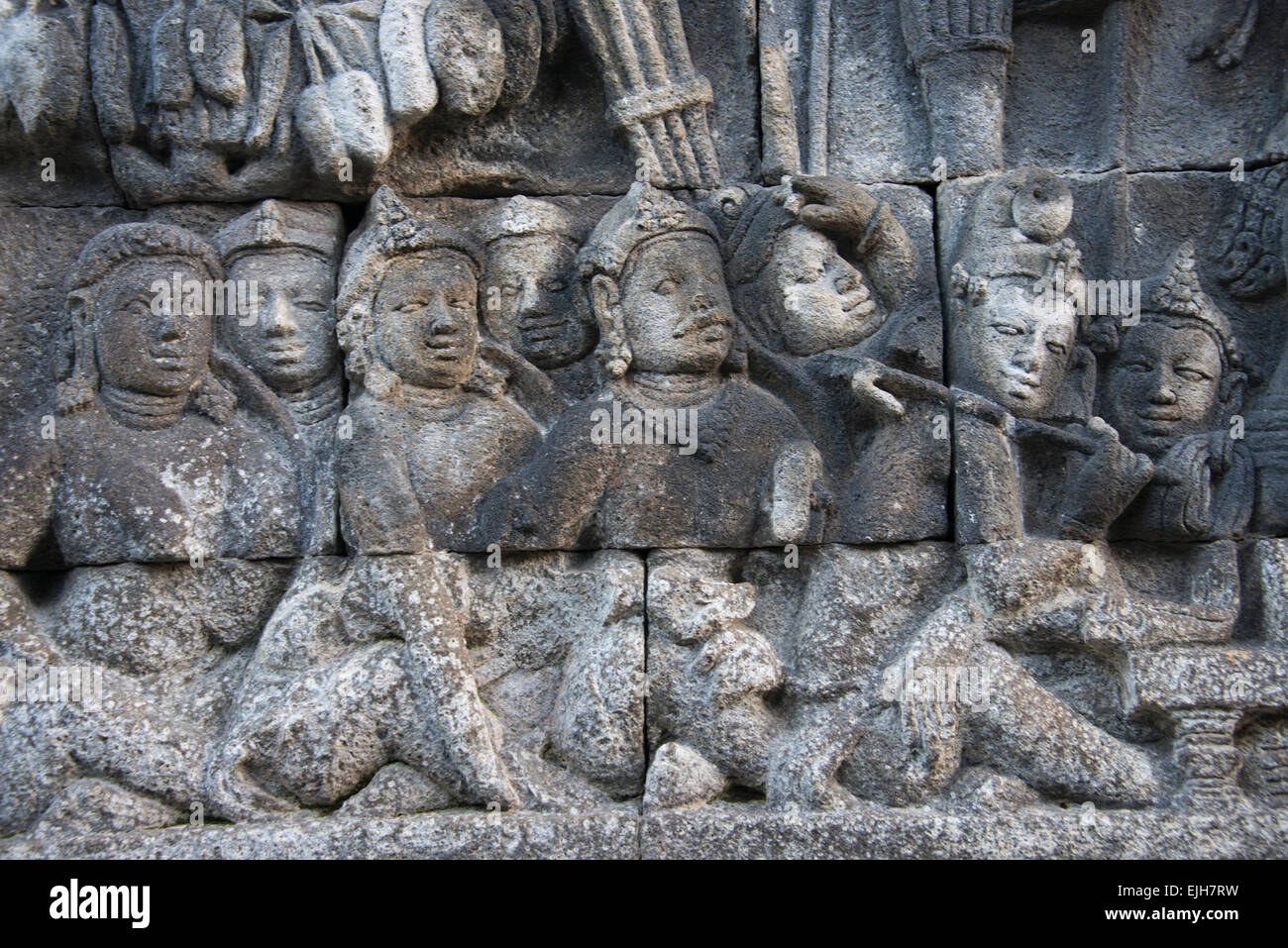 Stone carving at Borobudur, UNESCO World Heritage site, Magelang ...