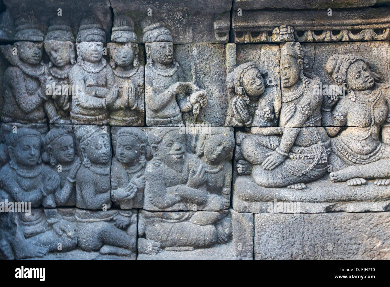 Stone carving at Borobudur, UNESCO World Heritage site, Magelang ...