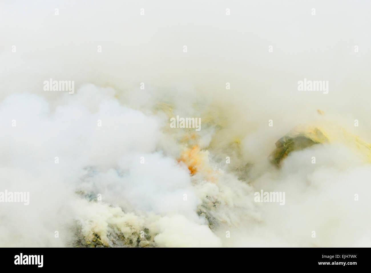 Sulfur gas rising from Ijen volcano, East Java, Indonesia Stock Photo ...